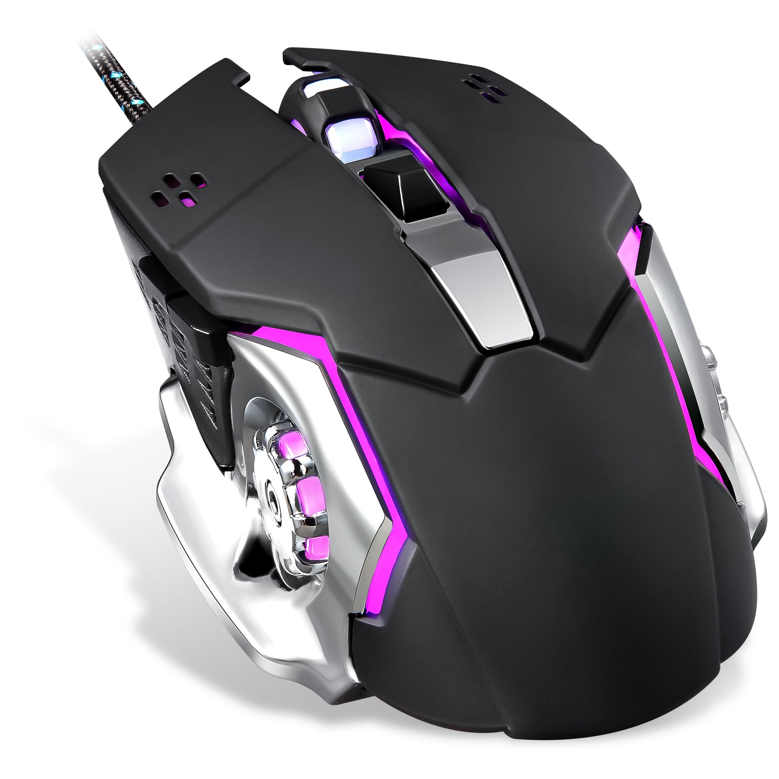 Basaltech 6 Buttons Gaming Wired Mouse with 4 Colors LED Backlit